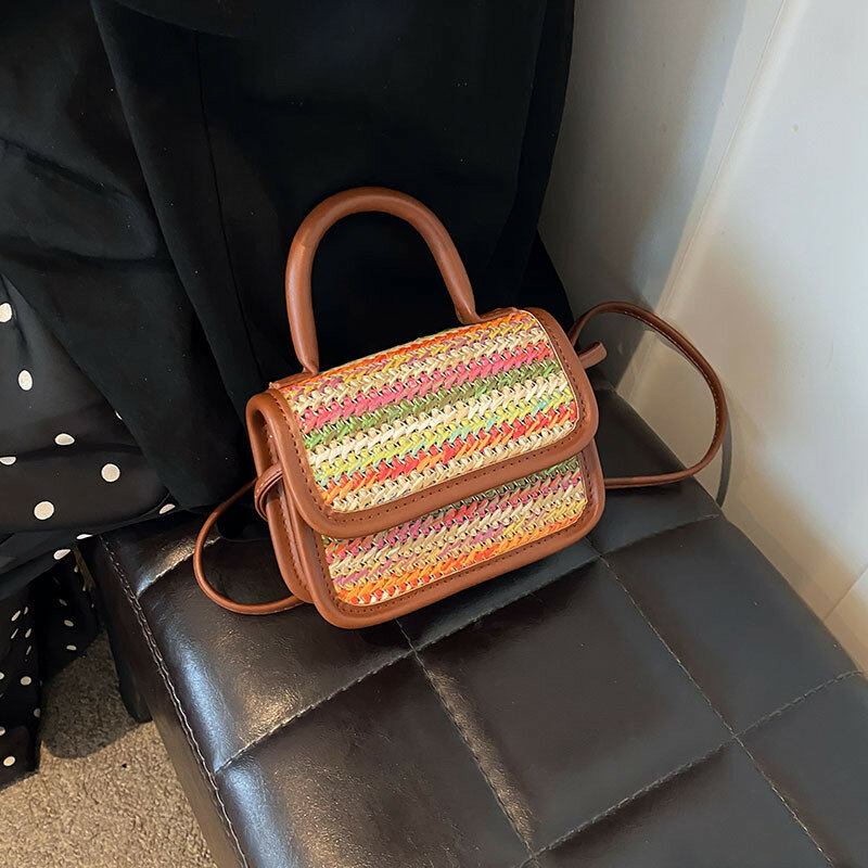 Модная полосатая сумка через плечо из ультралегкой PU кожи с бантиком, зеленая