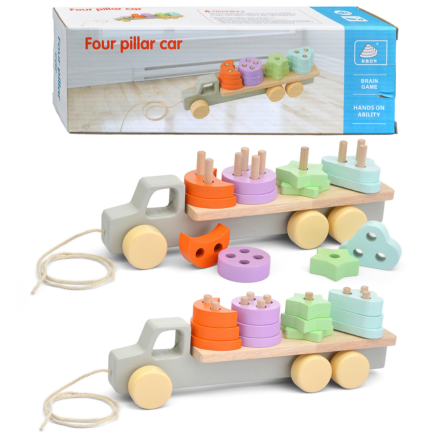 Игра развивающая D2117 "Машинка-сортер", 29 х 6,5 х 9,5 см, 12 фигурок.