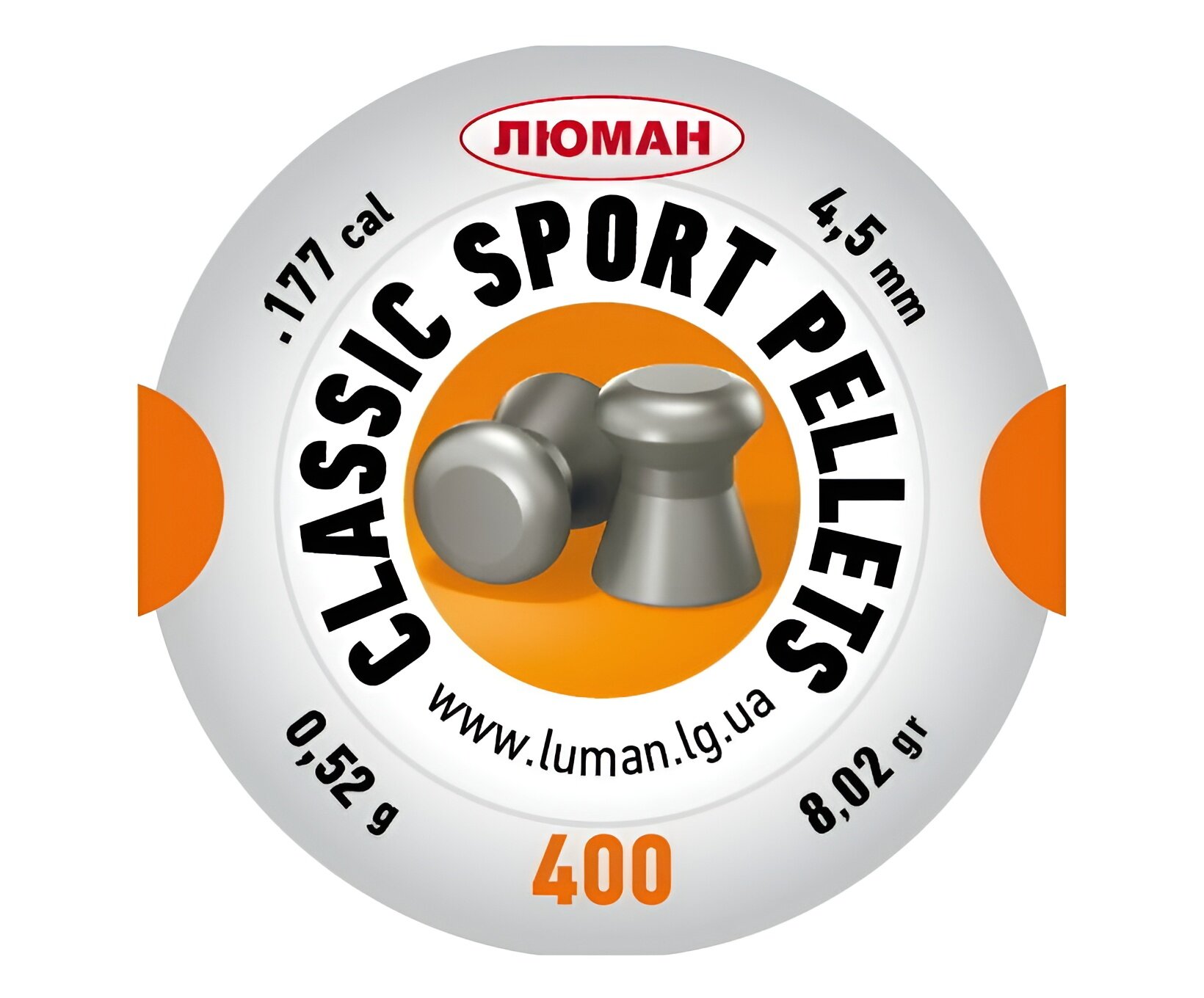 Пули "Люман" Classic Sport pellets для пневматики, 4,5 мм, 0,52 гр, 400 шт.