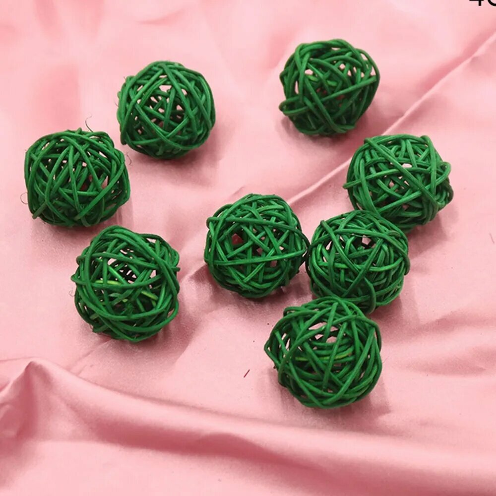 Шары из лозы круглые диаметром 4 см, 10 шт, декор из ротанга