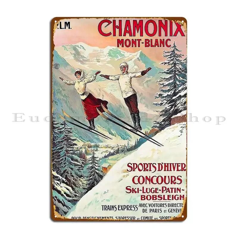 Металлическая табличка Chamonix Mont-Blanc, Бордовый
