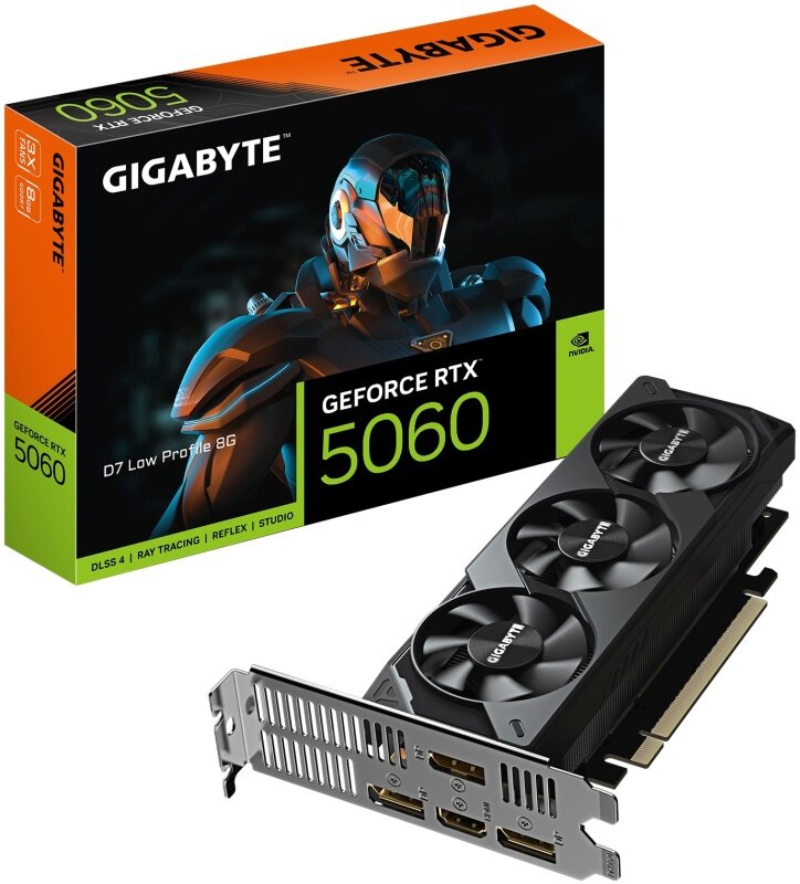 Видеокарта Gigabyte GV-N5060D7-8GL RTX5060 D7 Low Profile 8Gb GDDR7 128bit 3xDP HDMI 3Fan LP
