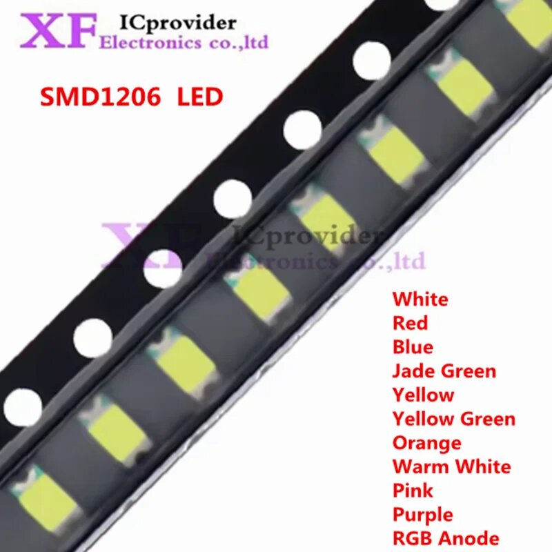 100 шт. RGB светодиоды 1206 Warm White
