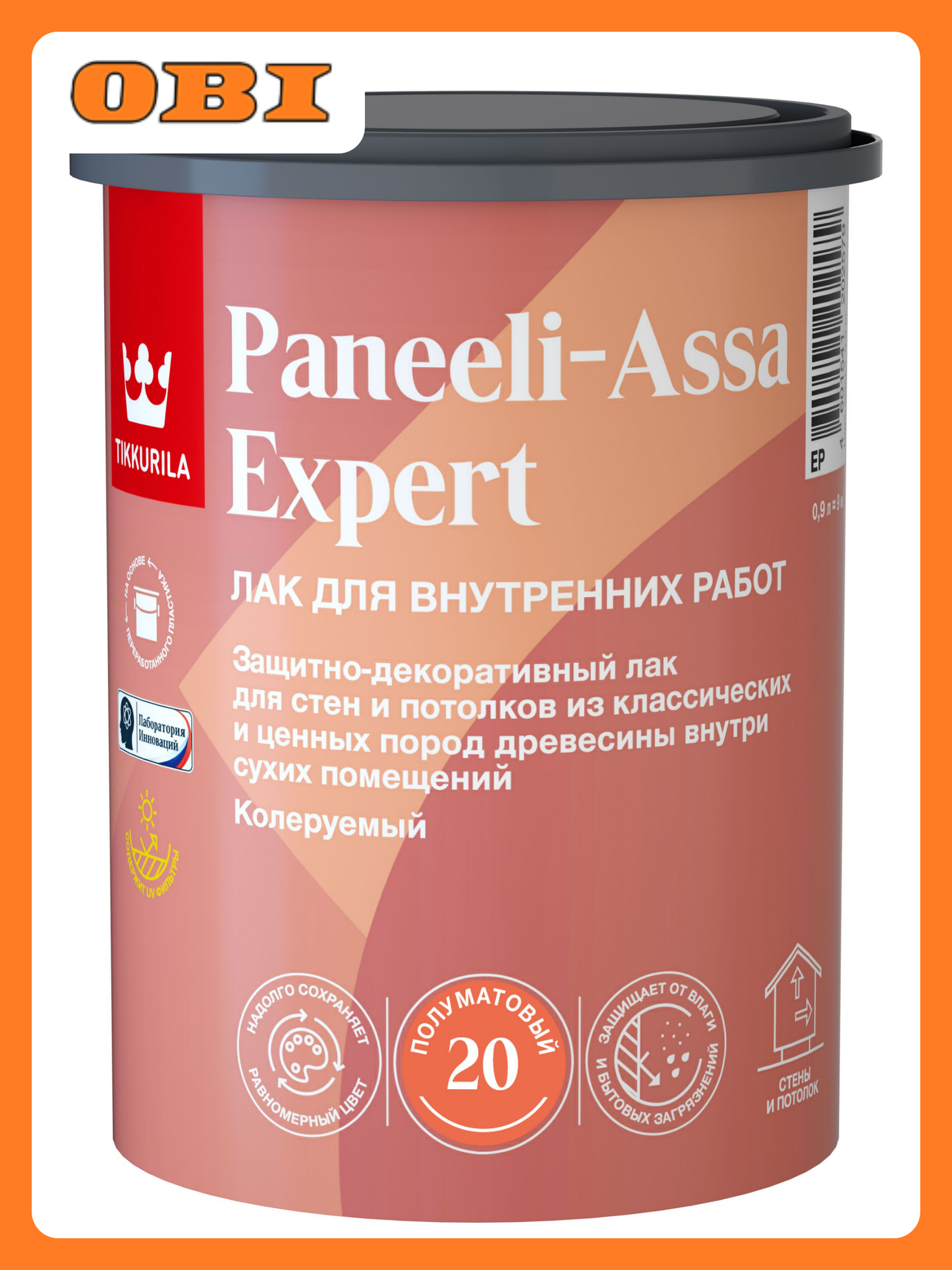 Лак интерьерный Tikkurila/Tikkivala PANEELI-ASSA EXPERT EP полуматовый 0,9 л