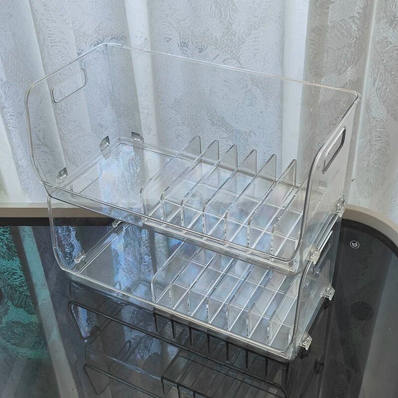 Коробка для хранения теней для век, выдвижной акриловый органайзер для косметики и парфюмерии, прямоугольная подставка