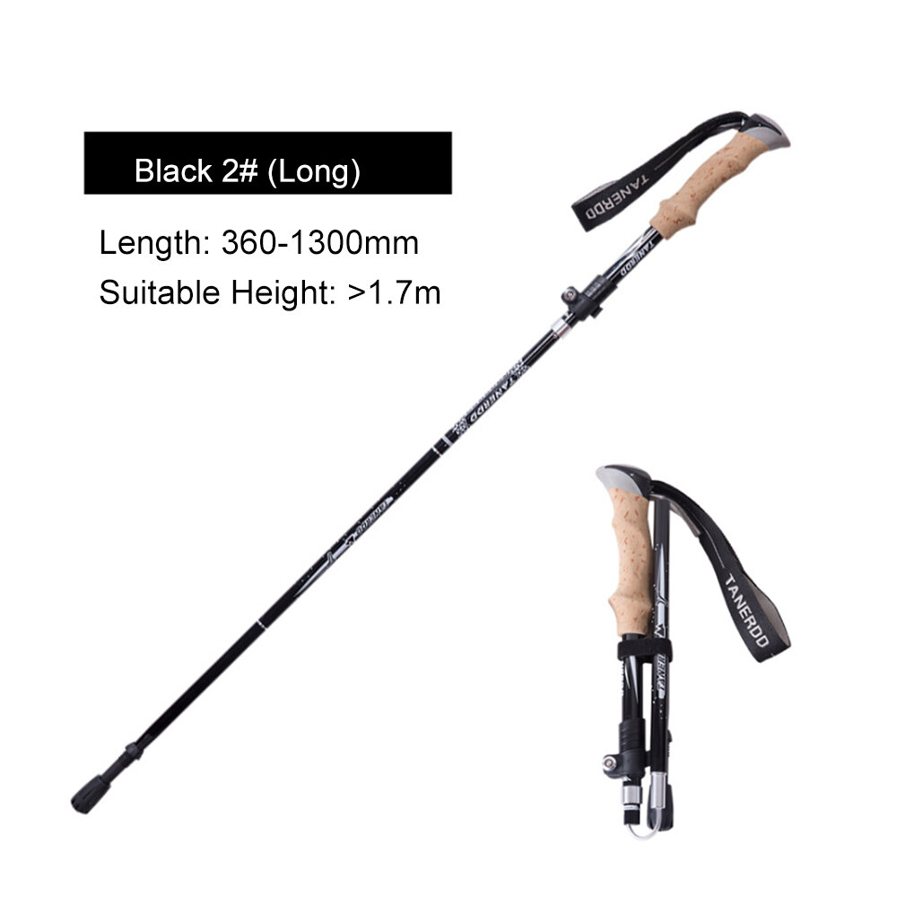 Спортивная палка для трекинга на открытом воздухе Легкая Складная Карбон и Алюминий Портабельная Регулируемая для походов ходьбы альпинизма Черный Красный 1# (короткая, для роста 1.5м-1.7м) 2# (длинная, для роста >1.7м) 5 секций Длина 300~1150мм (тип 1)
