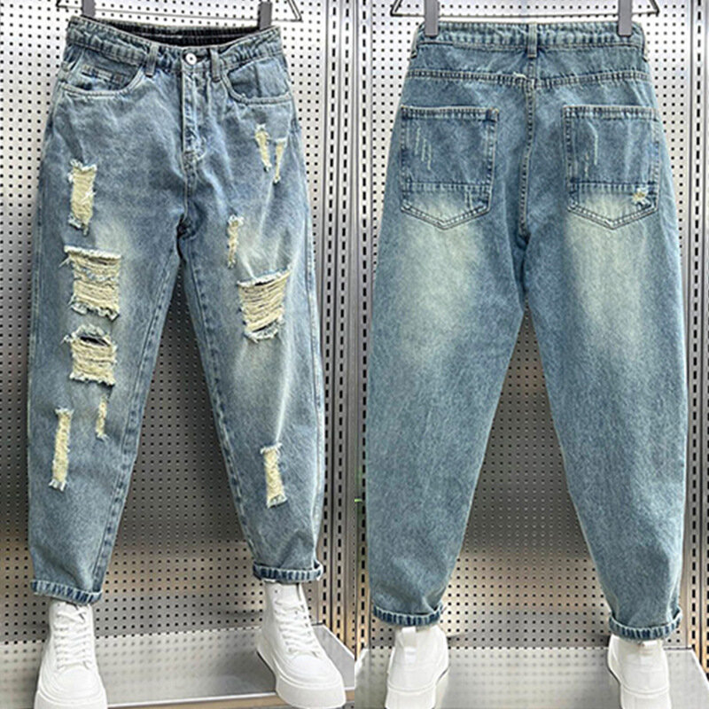 JYL Джинсы Парные Многокарманные Деконструированные Прямые Широкие Кроп Деним, Размер_29