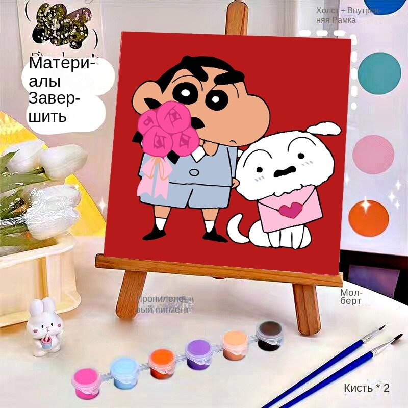 Цифровая картина маслом 20*20, аниме, раскраска маслом, ручная роспись маслом, декор для спальни.