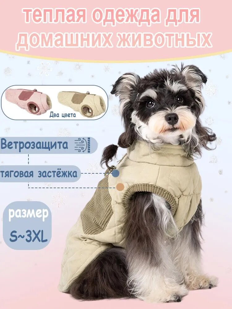 Зимнее хлопковое пальто для маленьких и средних собак