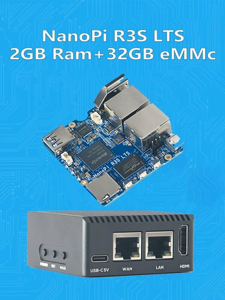 NanoPi R3S LTS Dual-Gbps Ethernet Ports Router Rockchip RK3566 SoC Mini PC Board With 2GB RAM 32GB eMMc психический случай