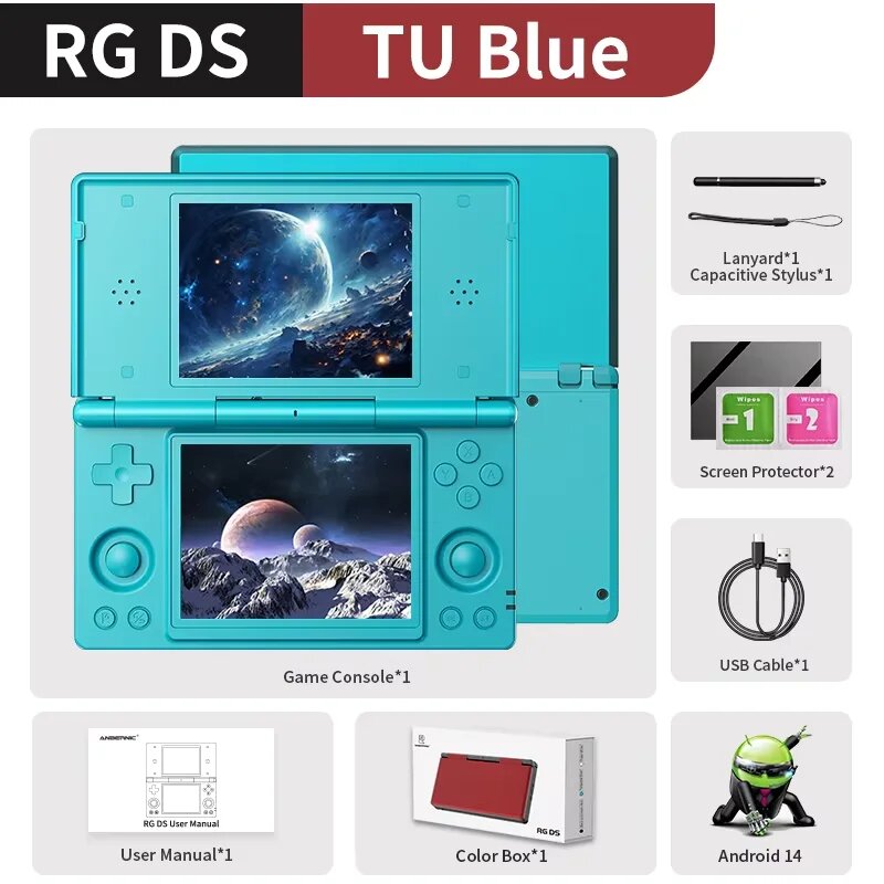 Anbernic RG DS Turquoise Blue — портативная игровая консоль