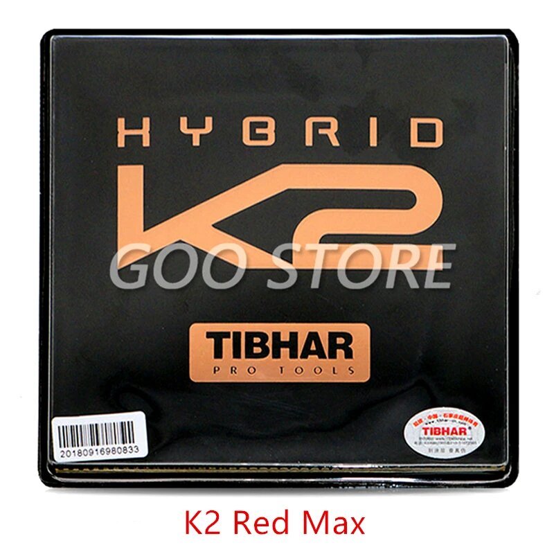 TIBHAR K2 Red Max, липкая резина для настольного тенниса, красный
