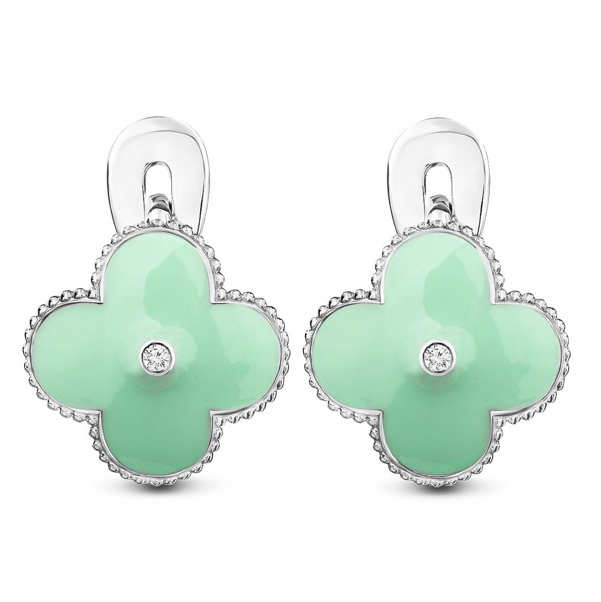 Серьги, серебро, 925 проба, бриллиант