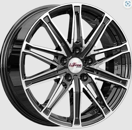 Диск автомобильный литой iFree Виар 17x6.5 5x112 et43 dia66.6 Чёрный глянцевый с полированной лицевой частью