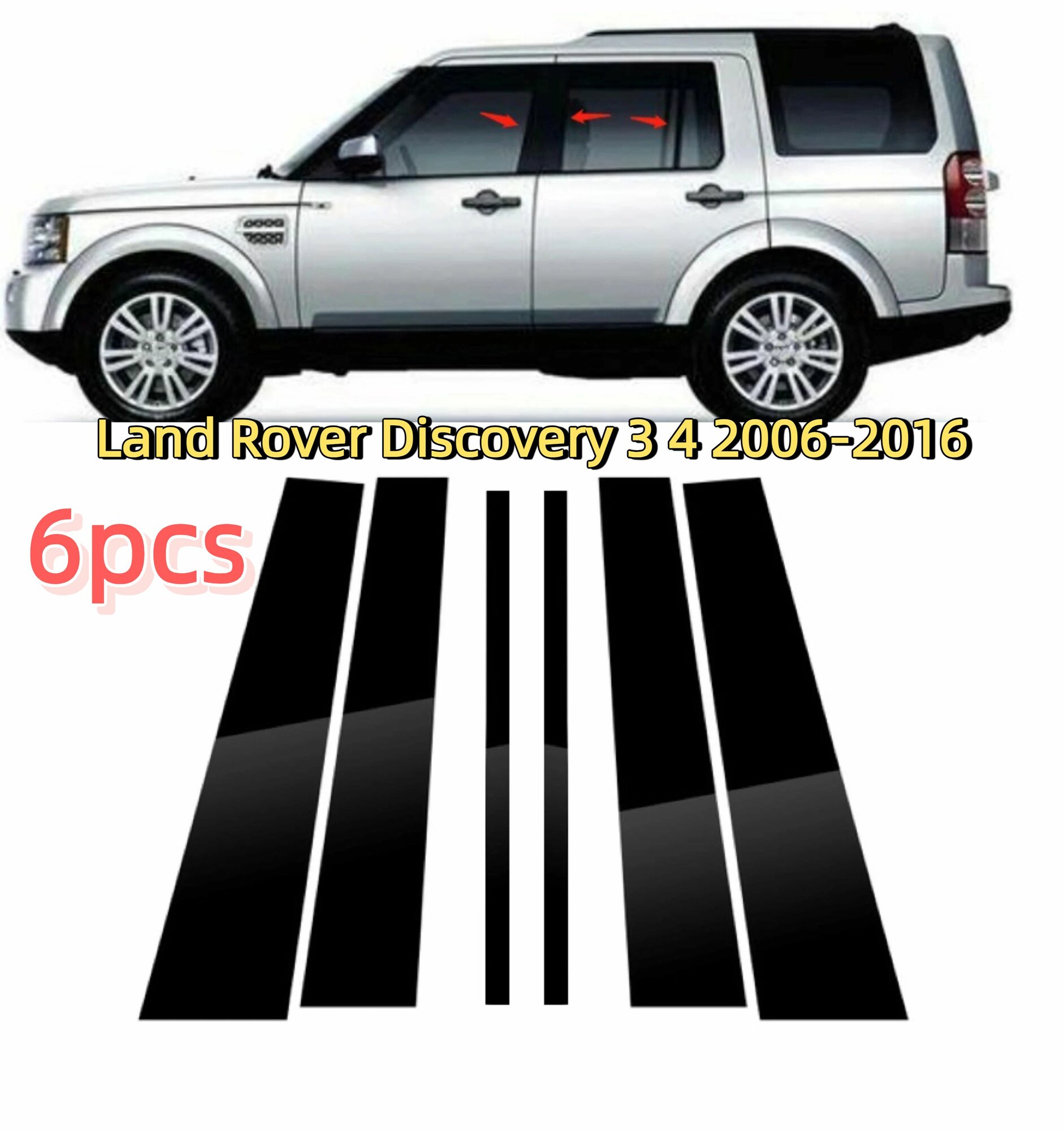 6 шт, наклейка на стойку окна, накладка, для Land Rover Discovery 3 4 2006 2007 2008 2009 2010 2011 2012 2013-2016
