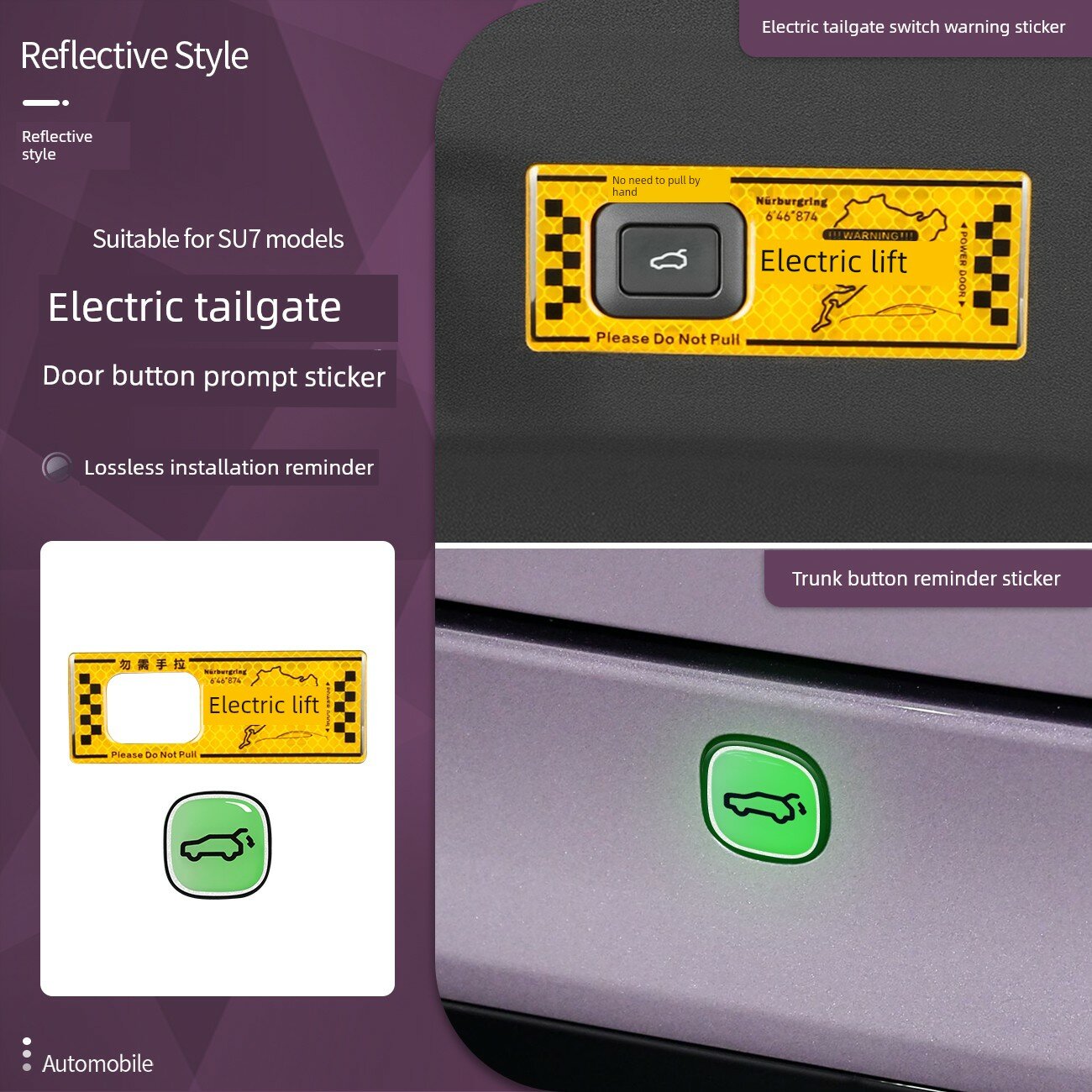 Набор из 2 наклеек для SU7: предупреждение для задней дверцы и электрической дверцы багажника, 2 шт. автомобильные