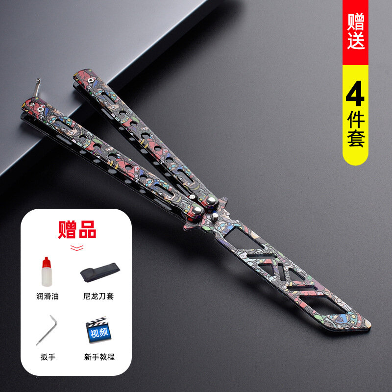 Нож для тренировки бабочки, не заточенный, периферия CSGO, для начинающих, складной, многофункциональный, с поворотной ручкой, полностью стальной, стильный нож-бабочка