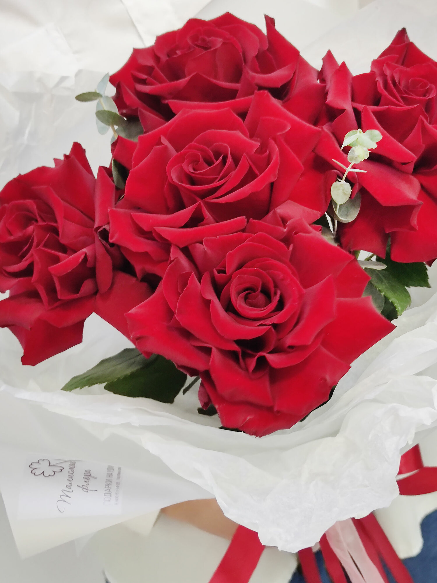 Моно букет Талисман Флора, красные французские розы, высота см, для любого повода