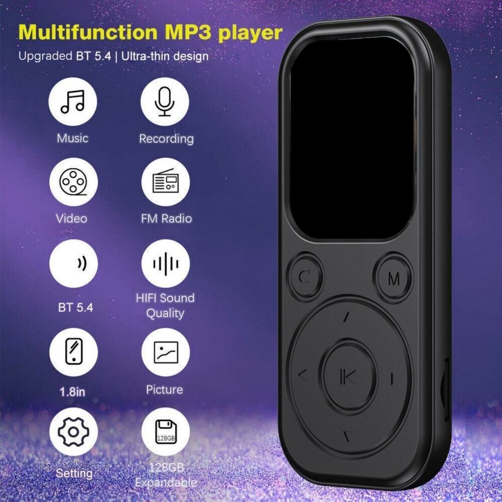 Портативный MP3-плеер с Bluetooth, Черный