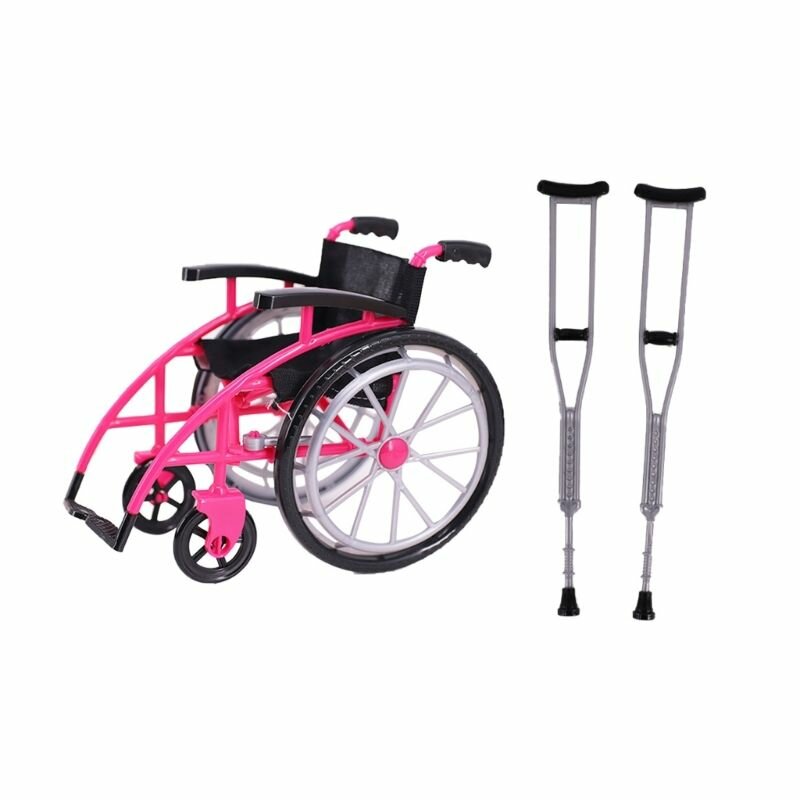 Набор из 3 предметов, игрушка-симулятор игрового домика, складные костыли для инвалидной коляски реабилитации-розовый