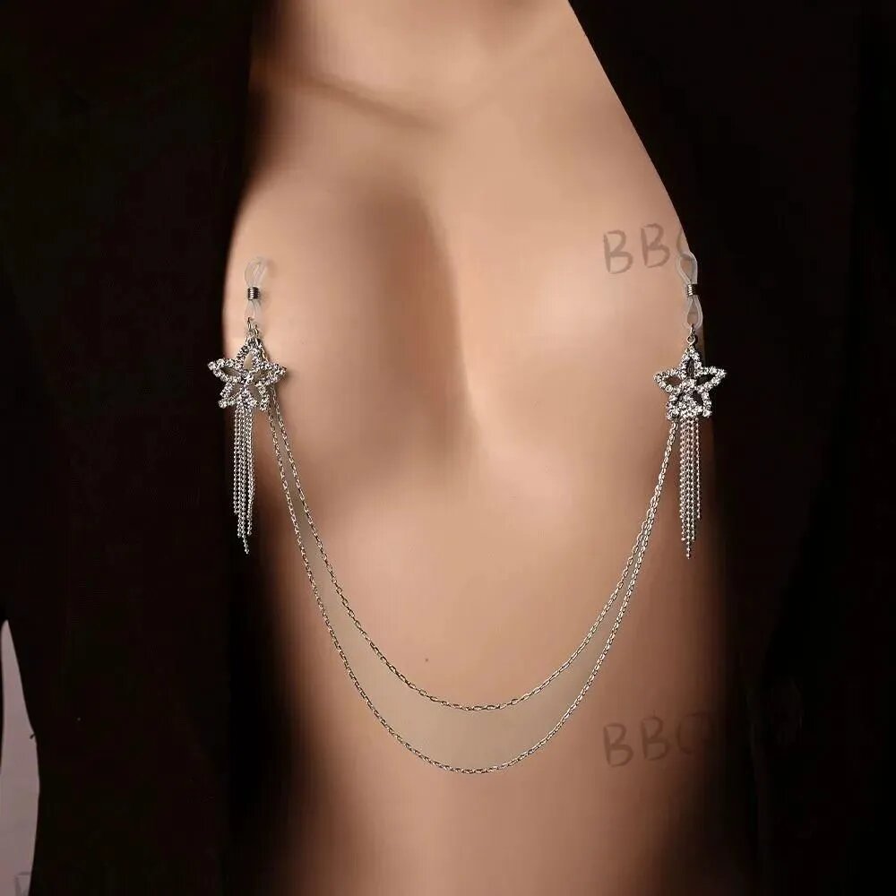 Сексуальная цепочка для тела с подвесками в виде звезд и зажимами Модный аксессуар для женщин
