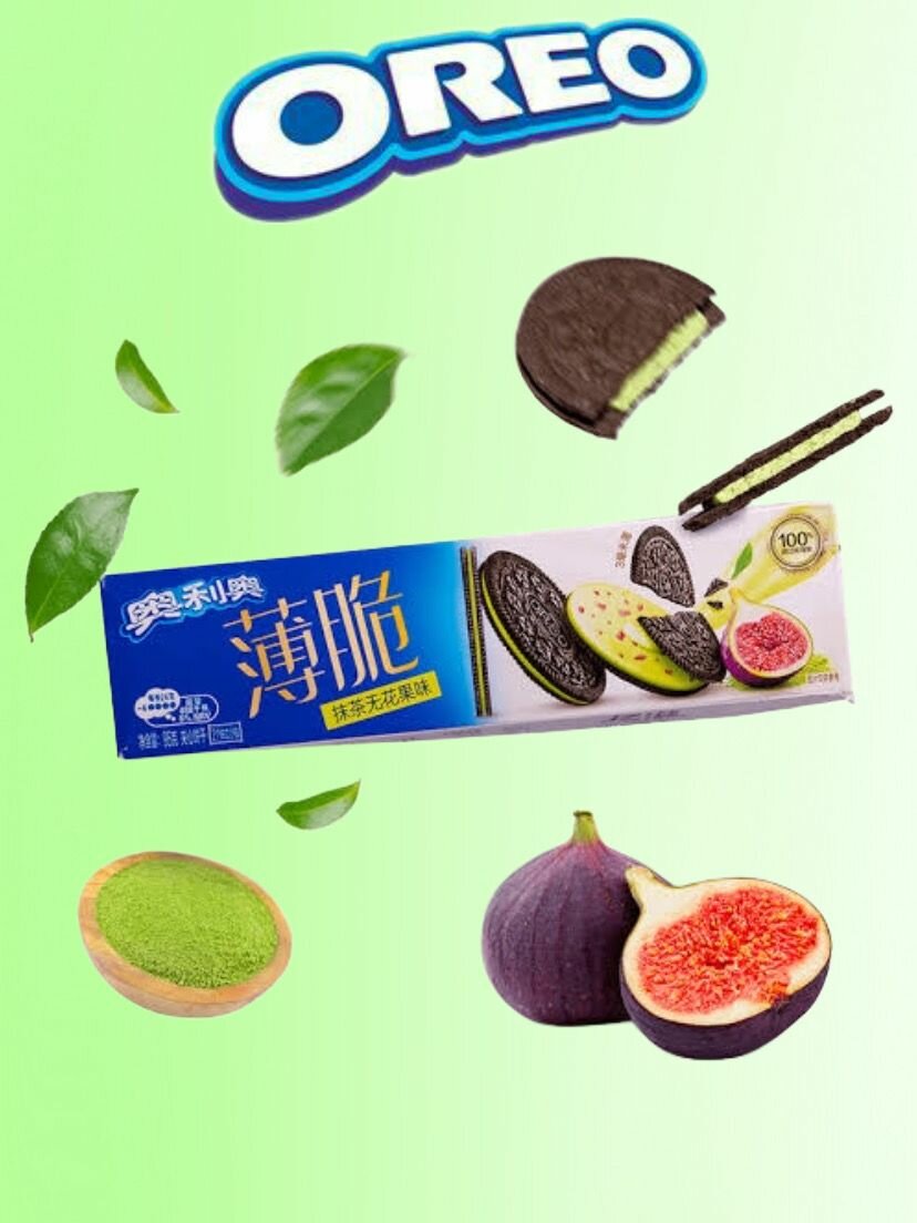 Печенье Oreo Thin Crisp Matcha Fig со вкусом зелёного чая с инжиром, 95 г, Китай
