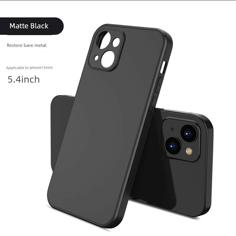 Чехол для iPhone 13 mini из матового мягкого ТПУ, черный - узкий, полная защита объектива, включая бесплатную полную