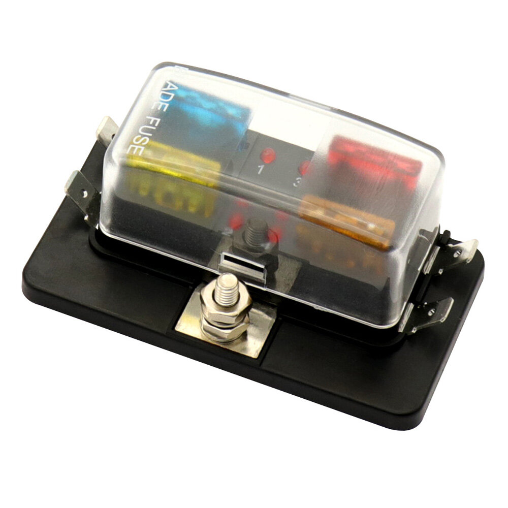 Блок Предохранителей с 4-Ходовым Лезвием со Светодиодным Индикатором для Автомобиля, Лодки, Морского Каравана 12V 24V