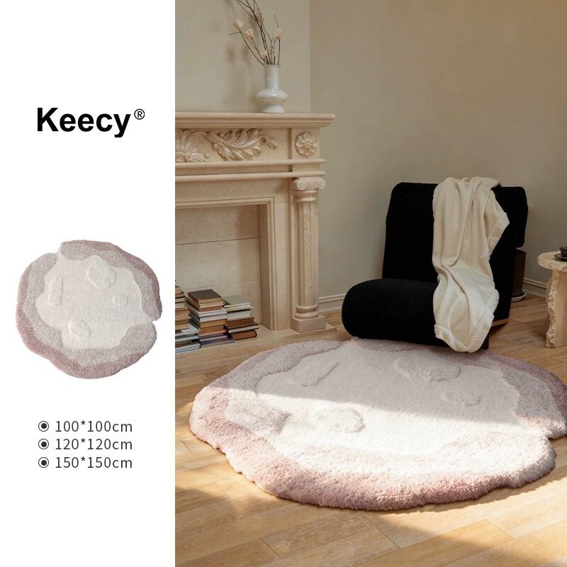 Французский кремовый ковер неправильной круглой формы с бархатным покрытием для гостиной, гардеробной, роскошной спальни, прикроватной тумбочки.