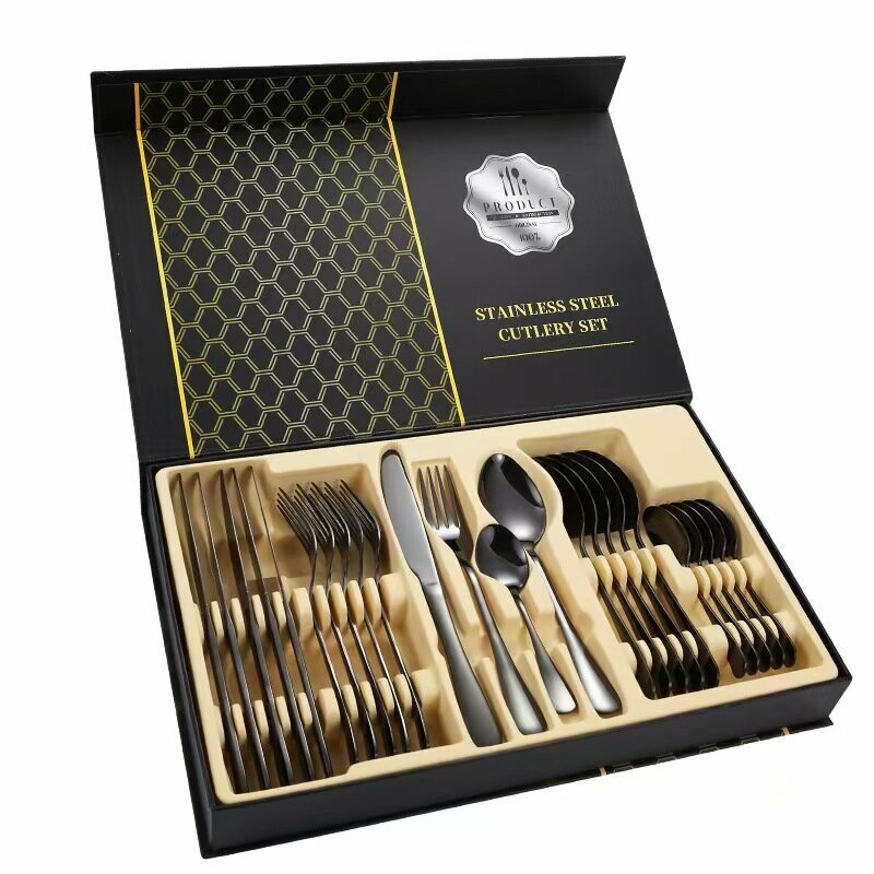 Набор столовых приборов на 6 персон 24 предмета /Подарочный набор /Серебро