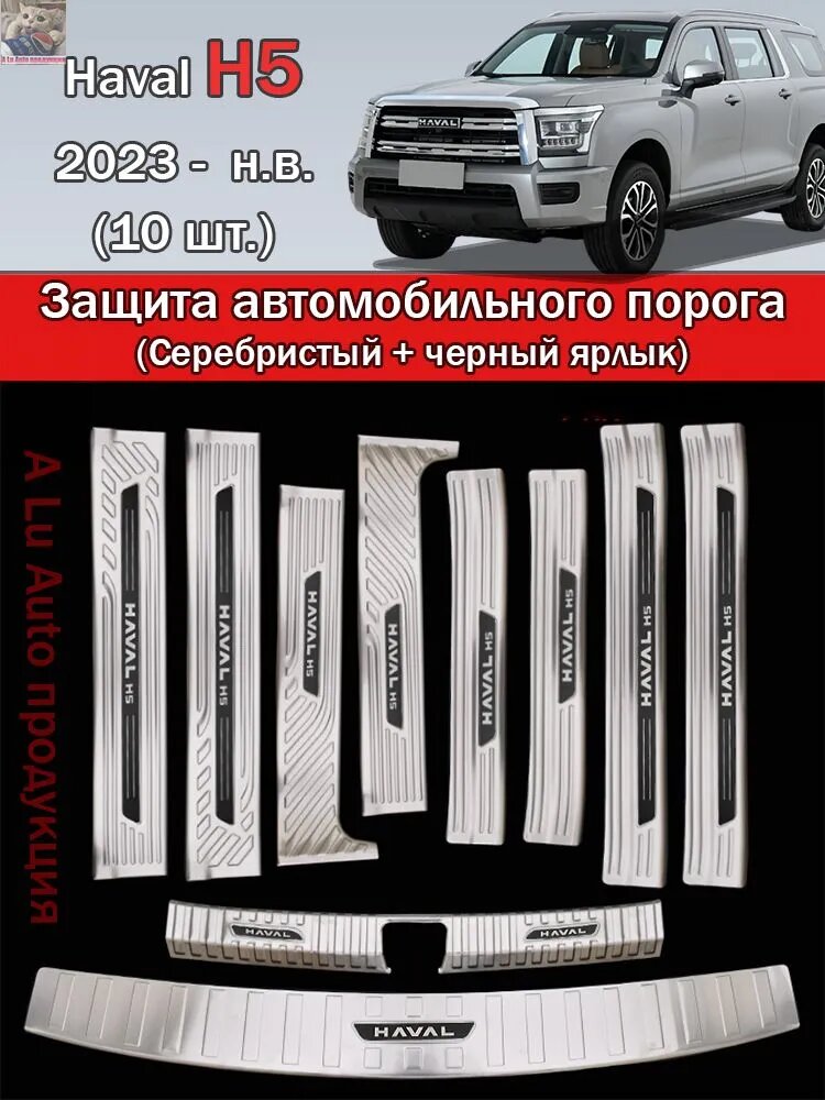 Накладка на автомобиль Haval H5 2023- H.B. (10 шт.) для защиты порогов из нержавеющей стали