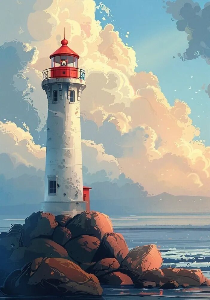 Алмазная Картина "Пейзаж Маяка" 40х50 См Алмазная Вышивка / Картина Стразами Подарков