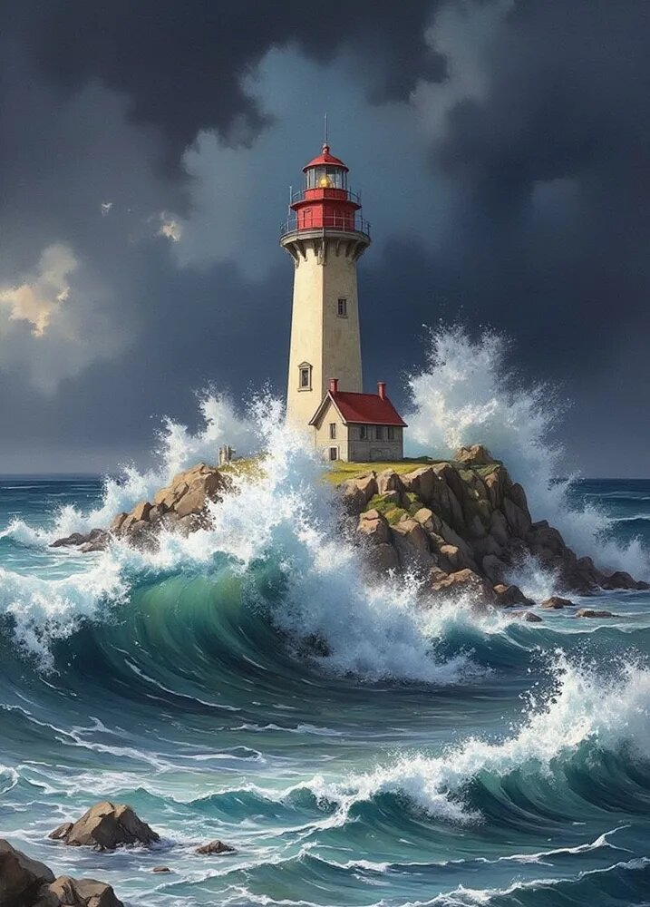 Алмазная Картина "Пейзаж Маяка" 40х50 См Алмазная Вышивка / Картина Стразами Подарков