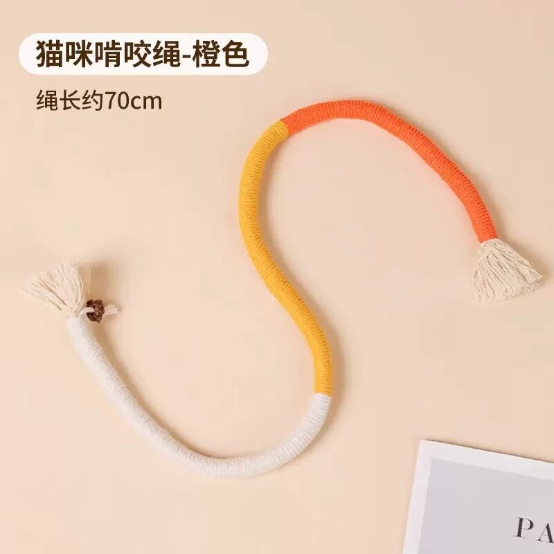 Кошачья игрушка-веревка для пережевывания с 3 цветами для чистки зубов и взаимодействия Цвет：Веревка для пережевывания