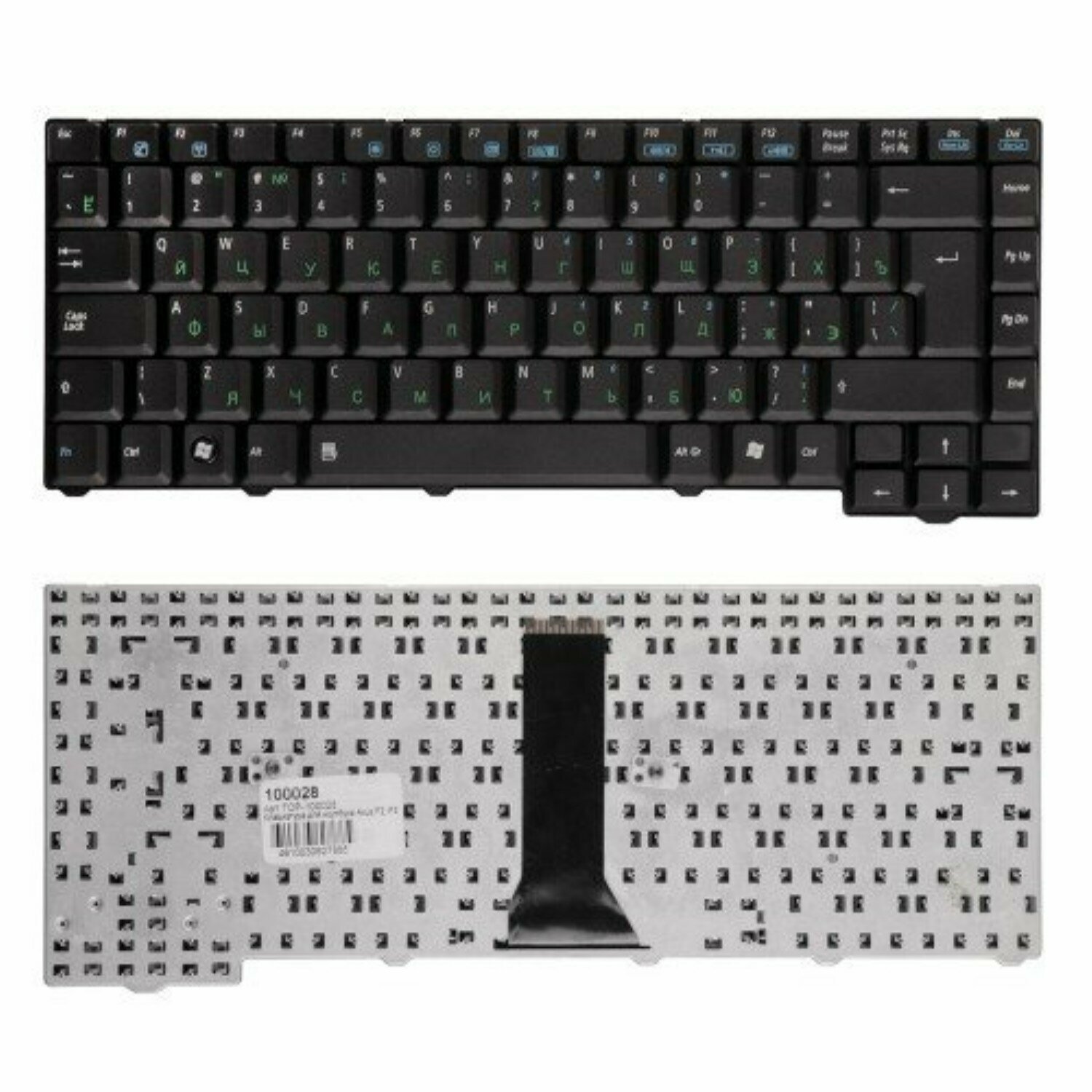 Клавиатура для ноутбука Asus F2, F3, Z53S Series. (28pin). Г-образный Enter. Черная, без рамки. PN: K012462A1