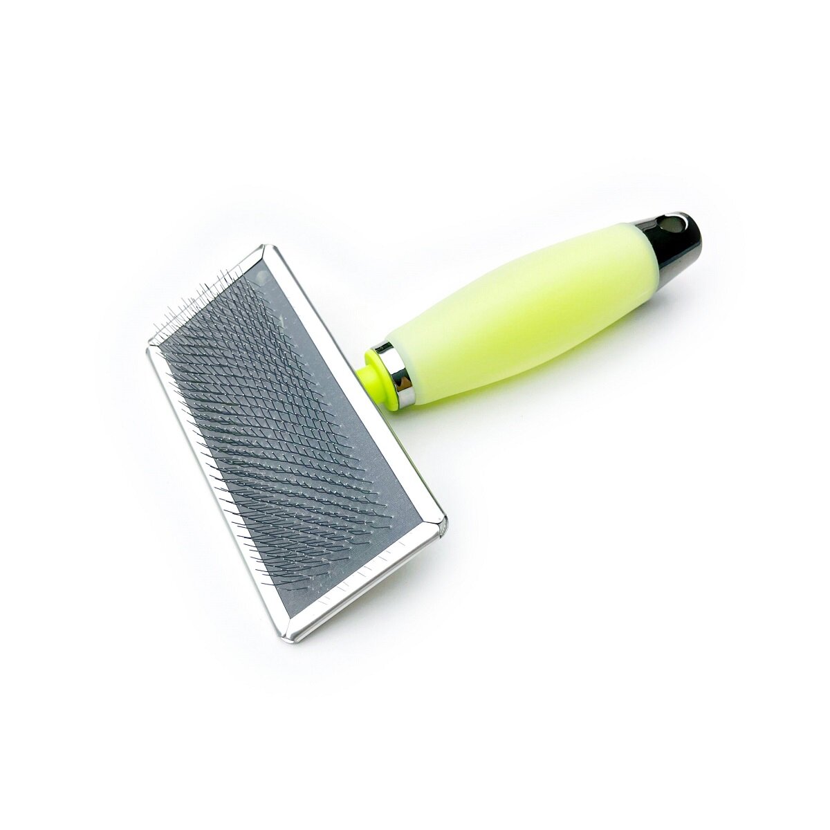 PET STAR пуходерка металлическая M, 11х18см с силиконовой ручкой, цвет зеленый