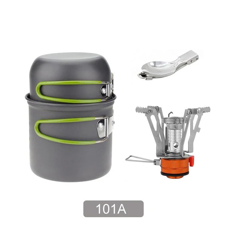 Набор для приготовления пищи из алюминиевого сплава с плитой ложкой для одного человека на открытом воздухе горшок