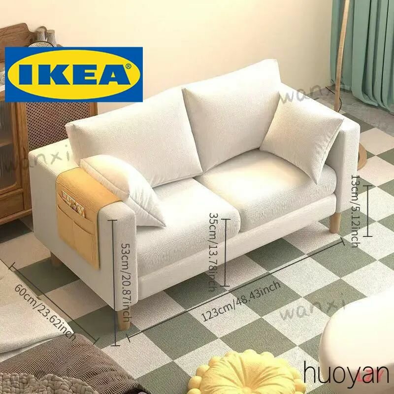 Прямой диван, механизм Книжка, 123х60х53 см, светло-бежевый, темно-бежевый