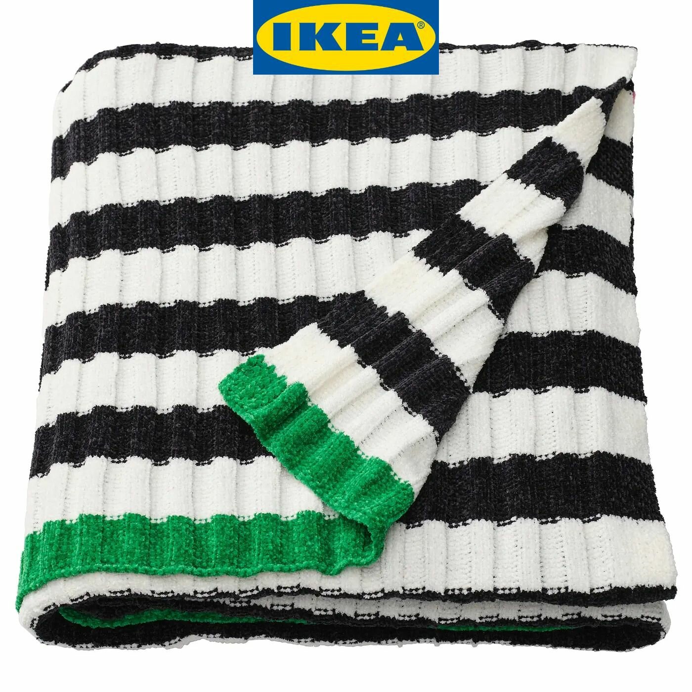 Икеа Моссмотт Мосмердо Одеяло для отдыха, черное / белое, 130x170 см