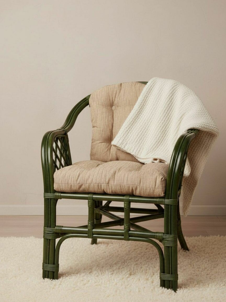 Кресло плетёное из ротанга с мягкой подушкой