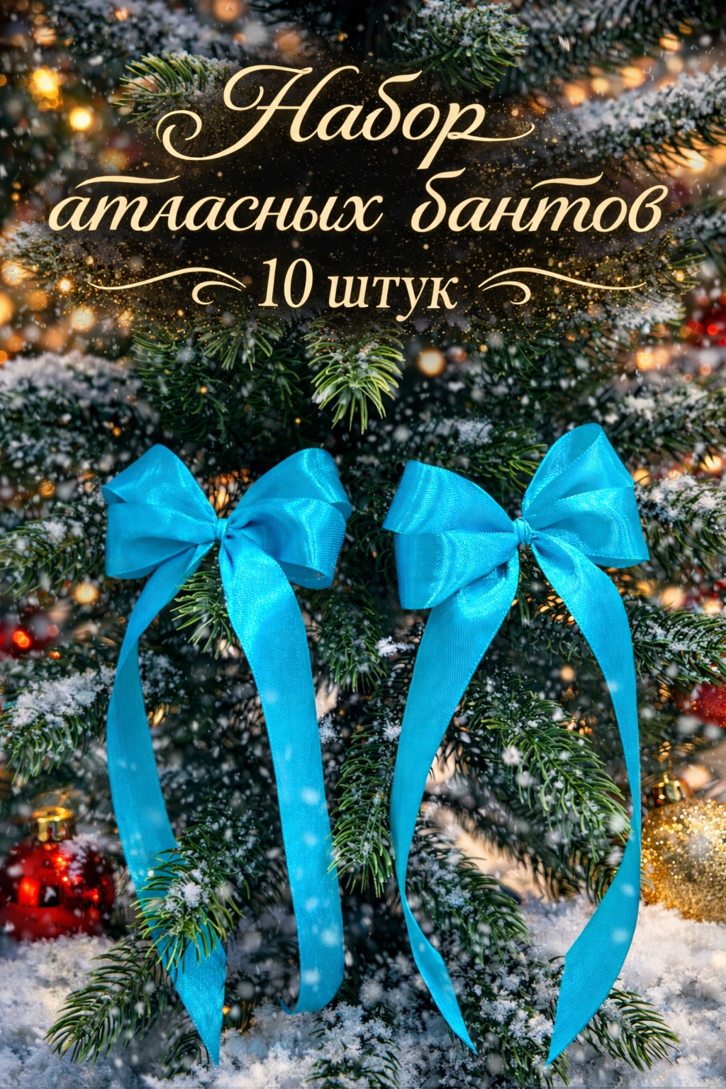 Бантики для елки - 10 штук/бантики для декора/бантики для бабл шаров/новогодние украшения/атласные/цветные