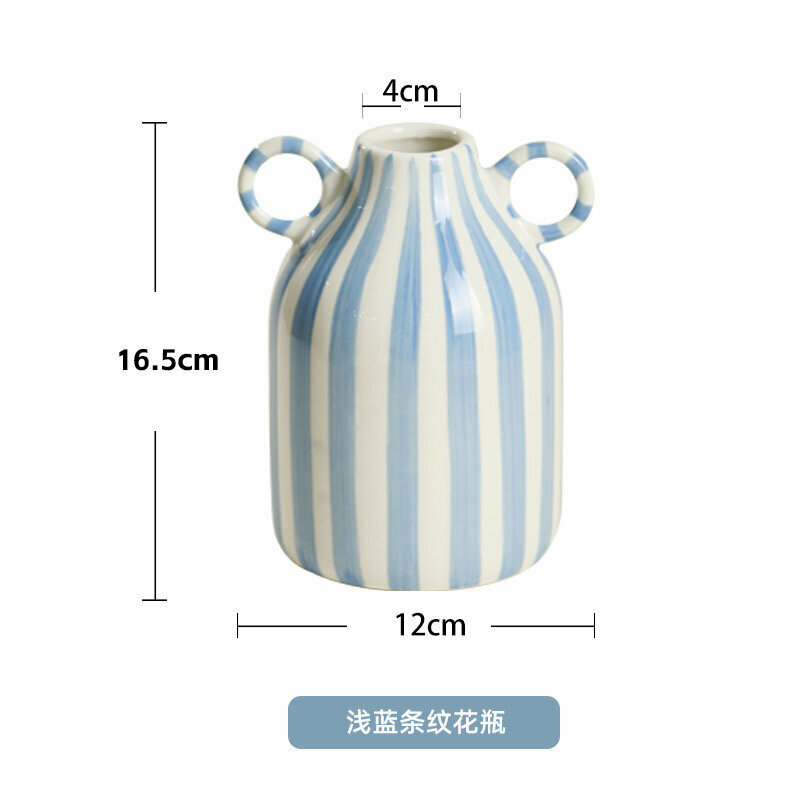 Скандинавская полосатая керамическая ваза в стиле Моранди, для цветов ，