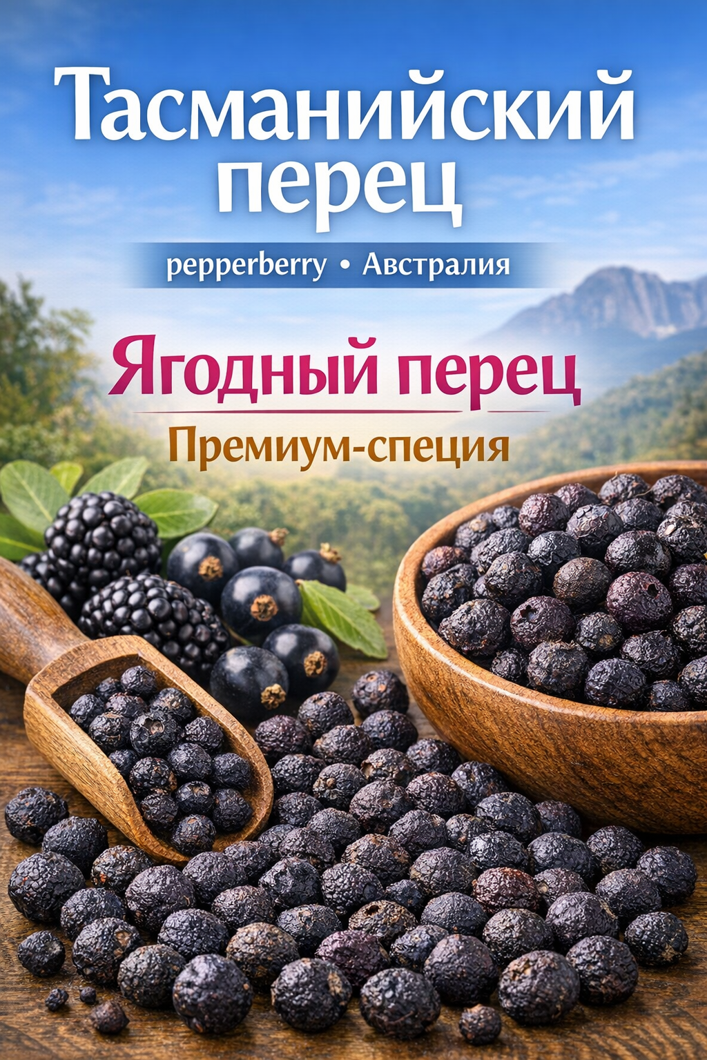 Тасманийский перец ягоды — австралийская специя pepperberry с ягодным ароматом 10 гр