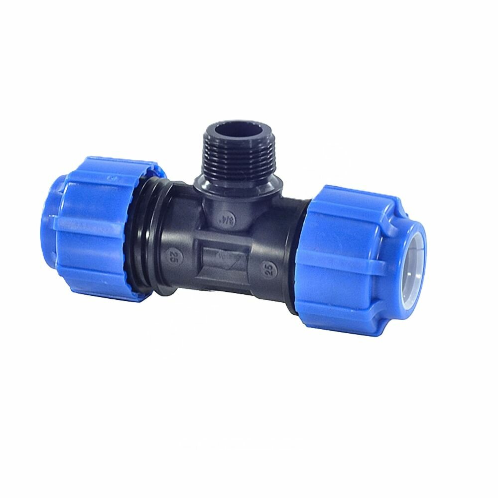 Тройник компрессионный ПЭ Дн 50х1"х50 НР Ру16 тпк-аква 51500150