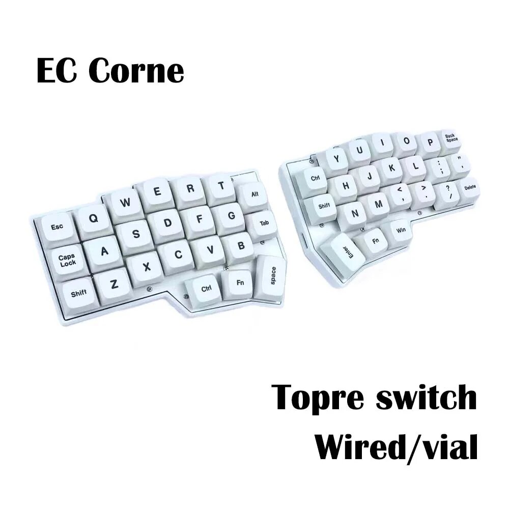 Проводная эргономичная клавиатура SZRKBD Corne Topre Switch 35g, white completion