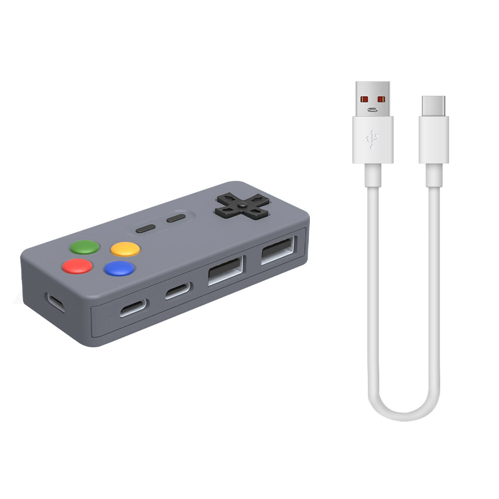 Игровой USB-хаб 4 в 1 разветвитель для мыши клавиатуры флешек конвертер Type-C USB-A