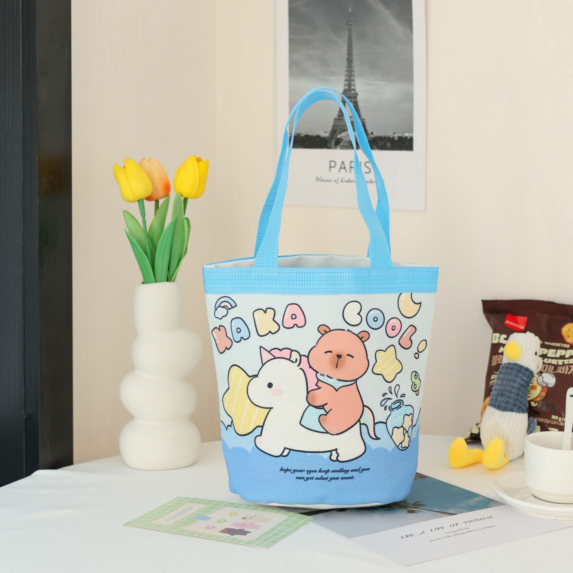 Милая сумка-ведро с граффити, цилиндрическая сумка с принтом, холщовая сумка для обеда, корейский стиль, ручная сумка для девочек, сумка для мамы