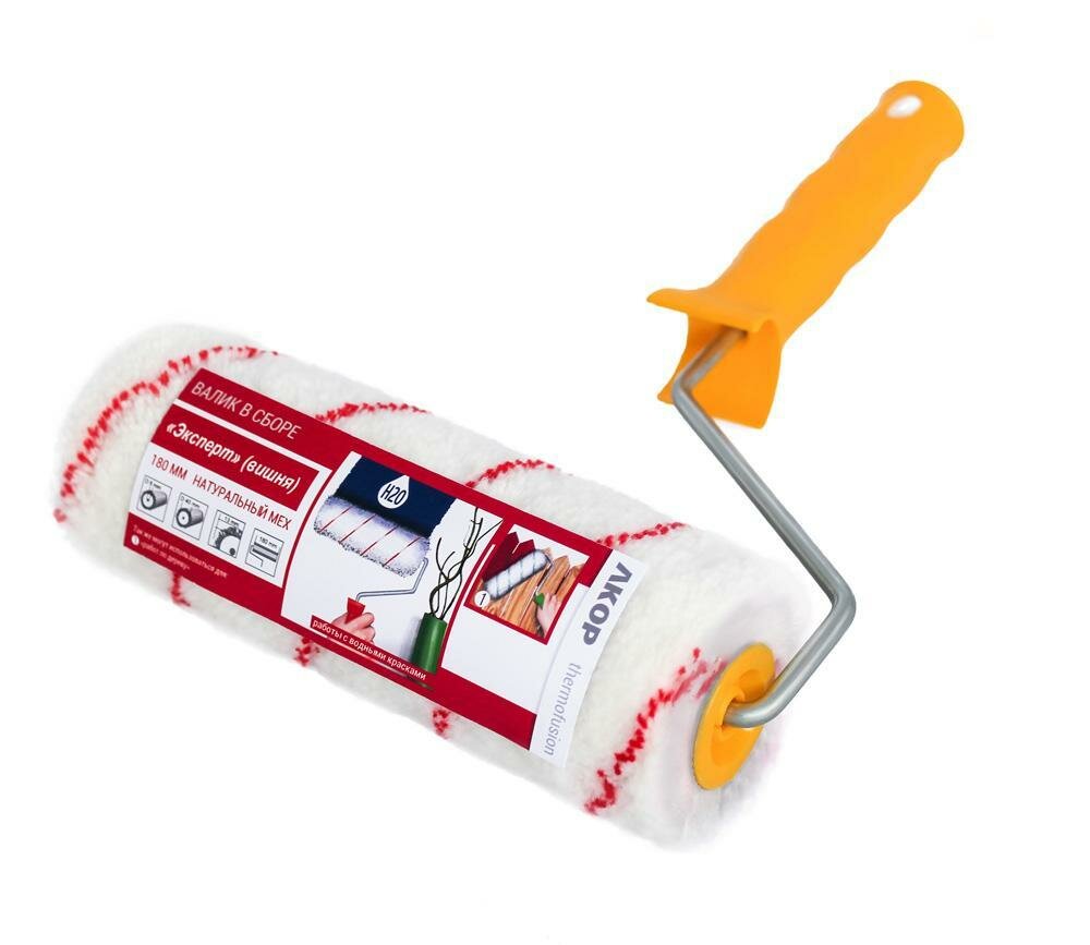 Валик меховой эксперт водные Д-6ММ ворс 13ММ (красн нить П/АМ) ВМ-180 97270 акор