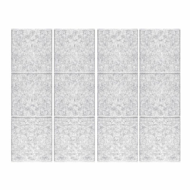 12 штук акустических пенопластовых плиток для стен, квадратные панели из полиэфирного волокна для тихих учебных пространств и библиотек, серебристо - серый