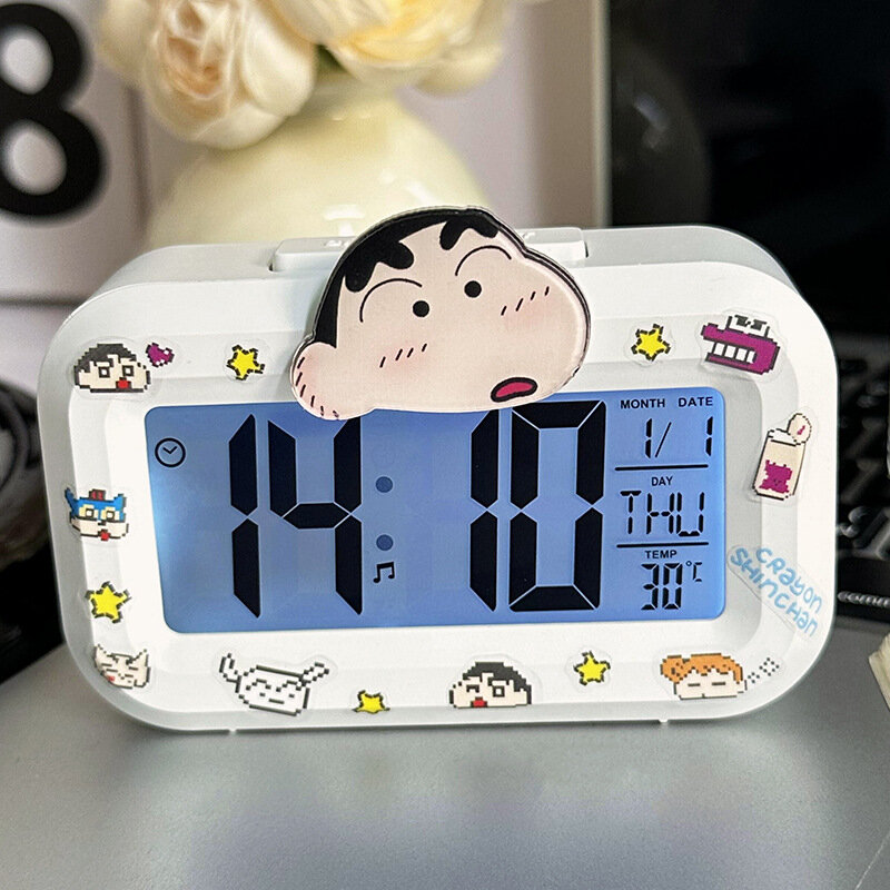 Будильник Hello Kitty Sanrio, светодиодная подсветка, с функцией таймера, случайные наклейки